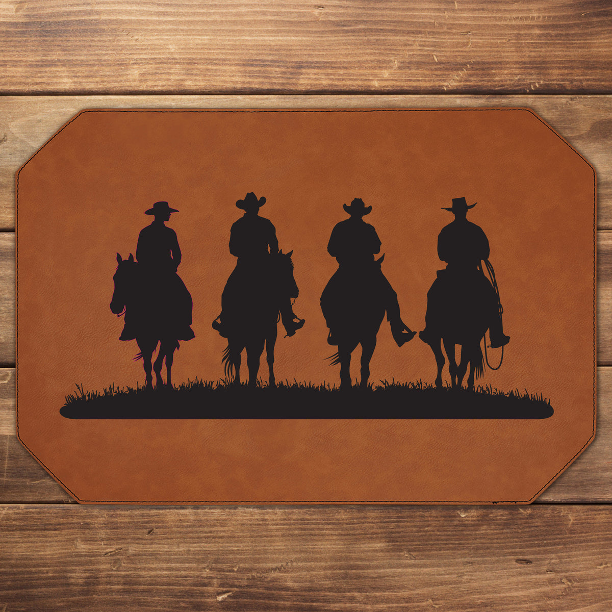 Cowboy Silhouette Leather Placemats| Moreland Creative Co.