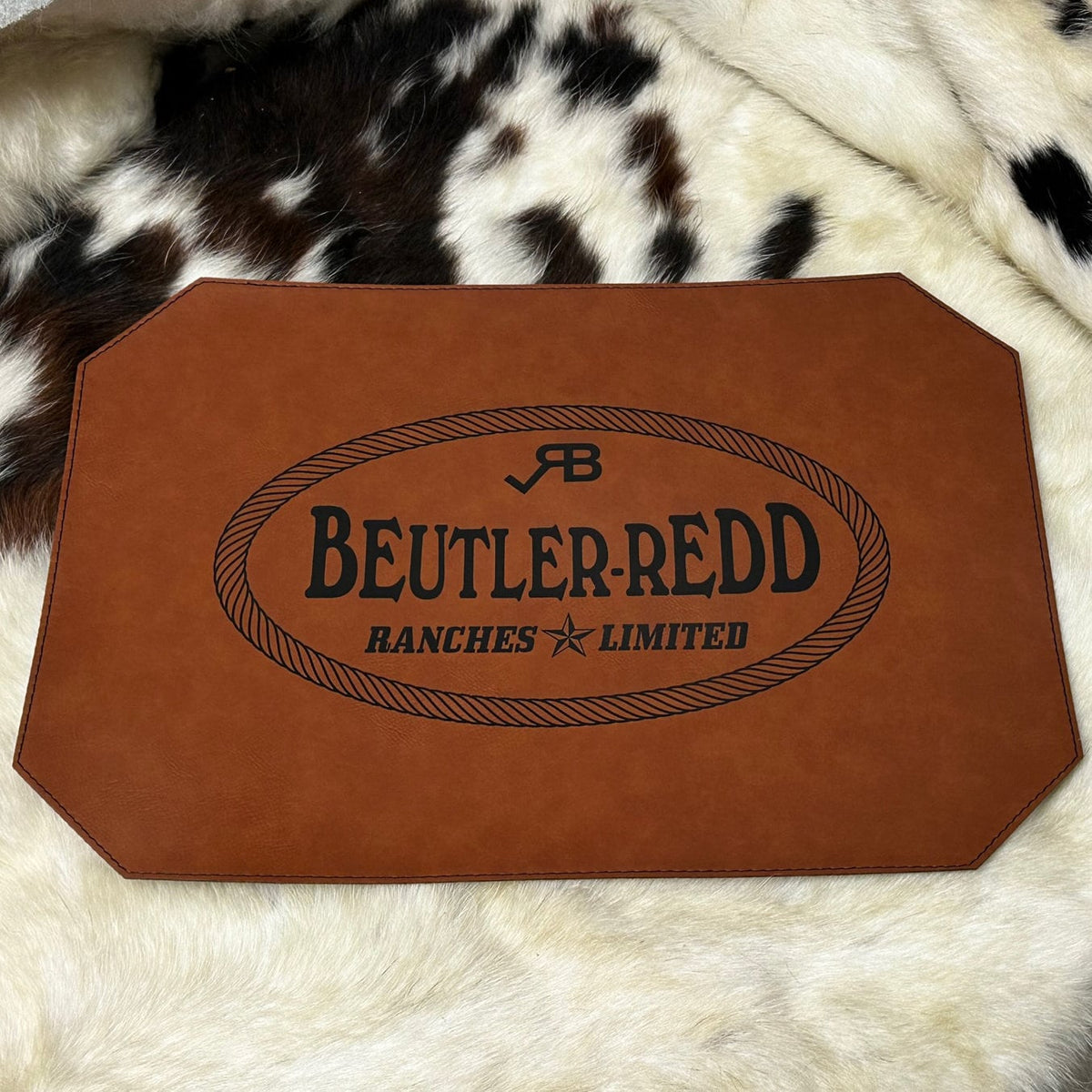 Business or Ranch Logo Custom Leather Table Placemat| Moreland Creative Co.